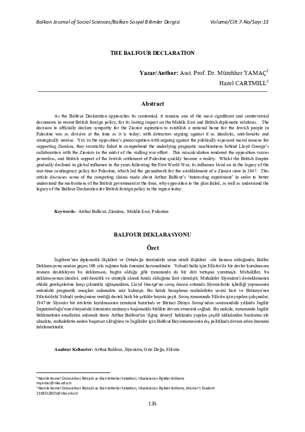 (PDF) The Balfour Declaration