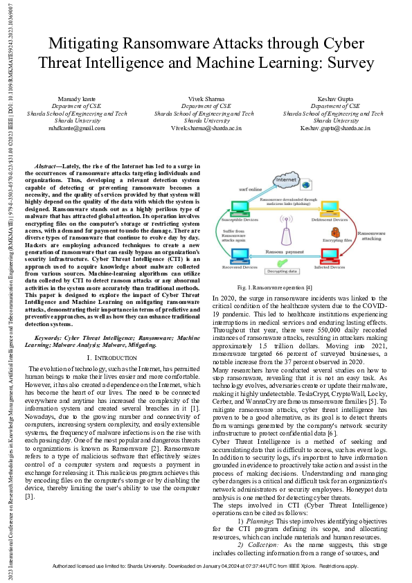 Mitigating Ransomware Attacks through Cyber Threat Intelligence and Machine Learning: Survey