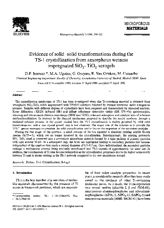 (PDF) Evidence of solid-solid transformations during the TS-1 crystallization from amorphous ...
