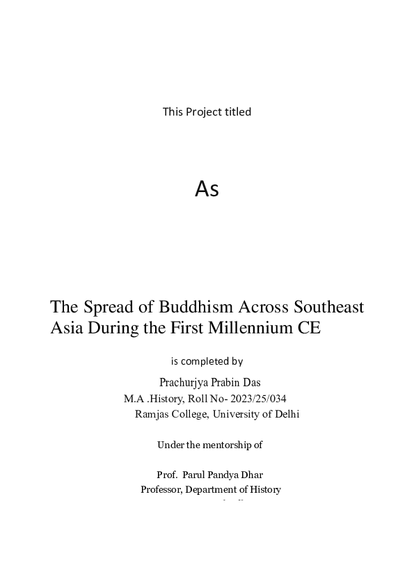 (PDF) Spread of Buddhism Across South East Asia