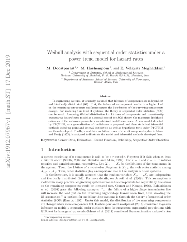 (PDF) Weibull analysis with sequential order statistics under a power trend model for hazard ...