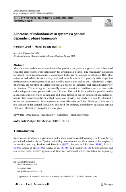 (PDF) Allocation of redundancies in systems: a general dependency-base framework