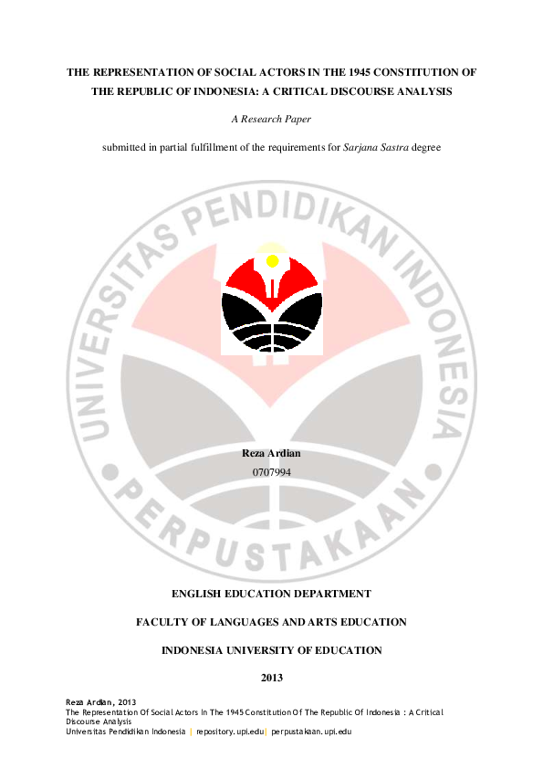 (PDF) THE REPRESENTATION OF SOCIAL ACTORS IN THE 1945 CONSTITUTION OF THE REPUBLIC OF INDONESIA ...