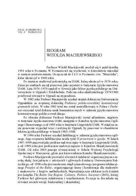 (PDF) Biogram Witolda Maciejewskiego