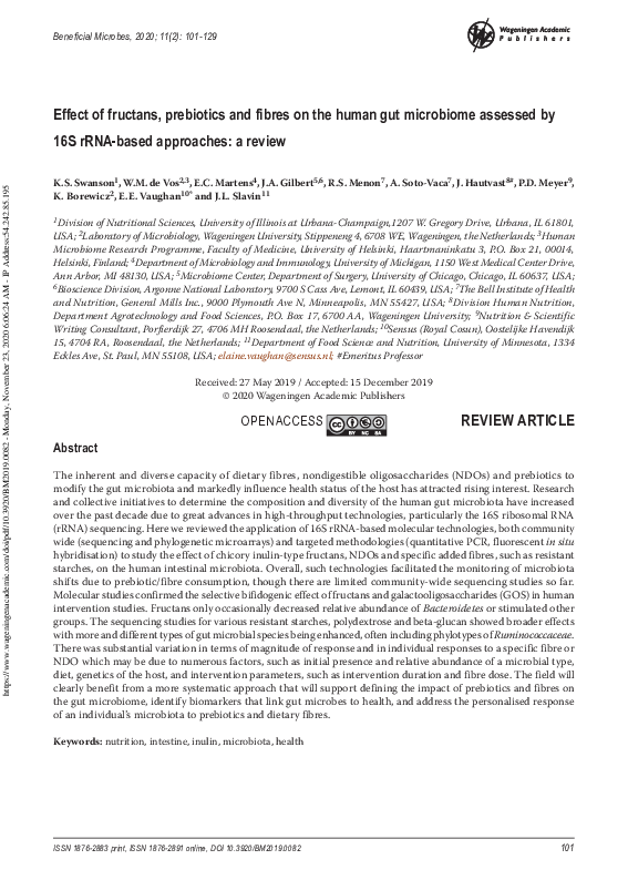 (PDF) Effect of fructans, prebiotics and fibres on the human gut ...