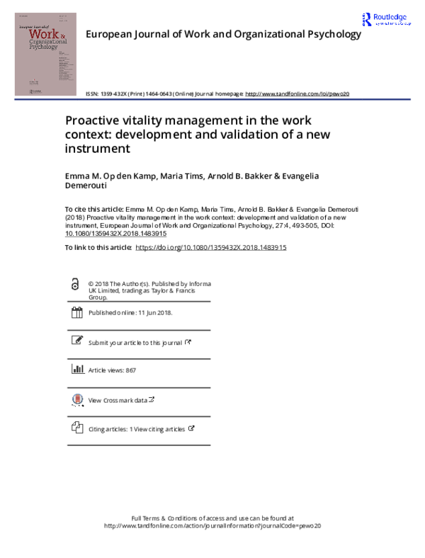 (PDF) Proactive vitality management in the work context: development and validation of a new ...