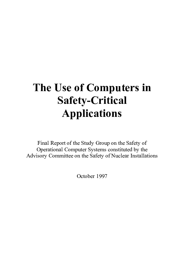 (PDF) The use of computers in safety-critical applications
