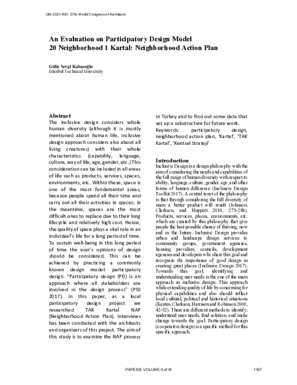 (PDF) An Evaluation on Participatory Design Model 20 Neighborhood 1 ...