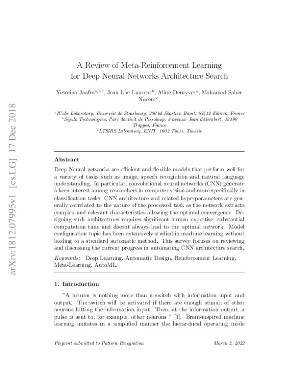 (PDF) A Review of Meta-Reinforcement Learning for Deep Neural Networks Architecture Search