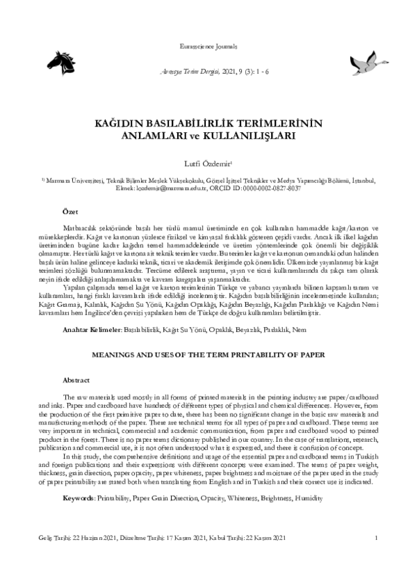 (PDF) Meanings and Uses of The Term Printability of Paper