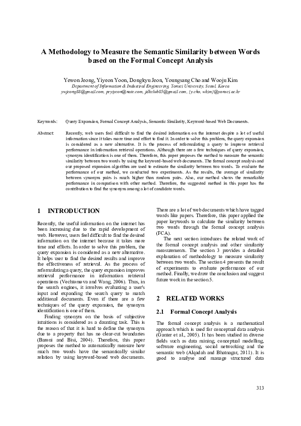 (PDF) A Methodology to Measure the Semantic Similarity between Words based on the Formal Concept ...