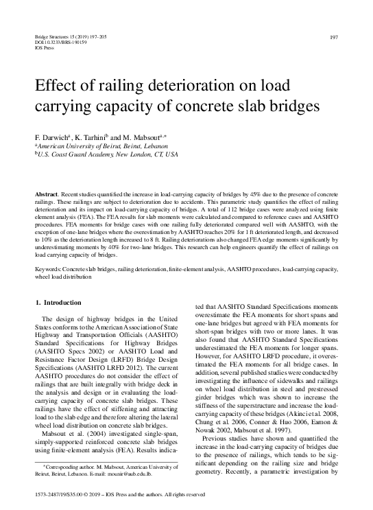 (PDF) Effect of railing deterioration on load carrying capacity of concrete slab bridges