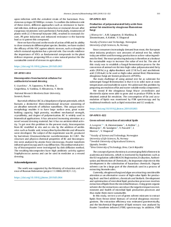 (PDF) Green solvent extraction of microbial lipids