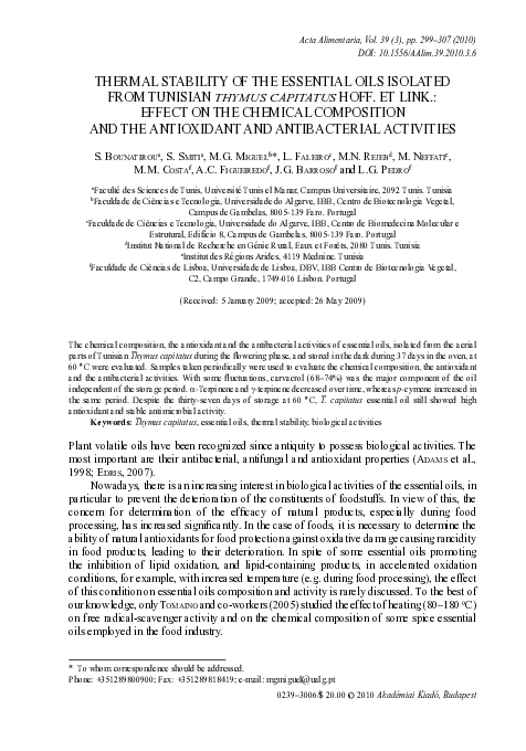 (PDF) Thermal stability of the essential oils isolated from ...
