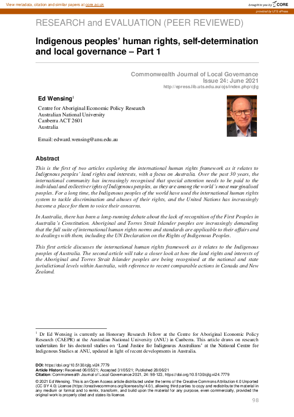 (PDF) Indigenous peoples’ human rights, self-determination and local ...