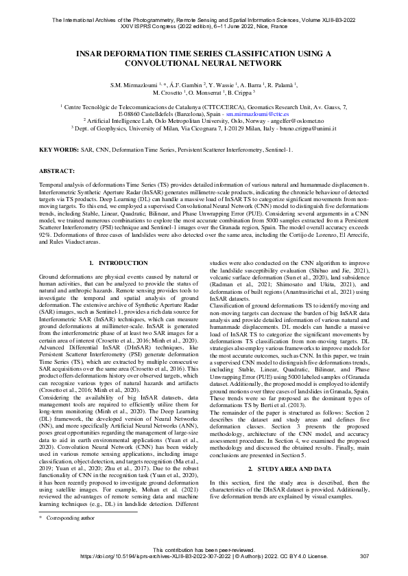 Pdf Cnn For Insar Deformation Time Series Analysis
