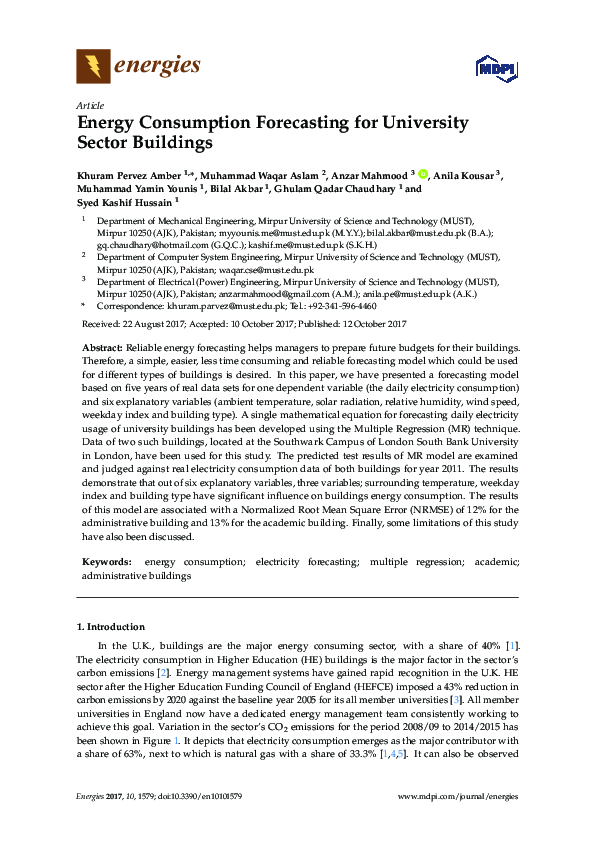 (PDF) Energy Consumption Forecasting for University Sector Buildings