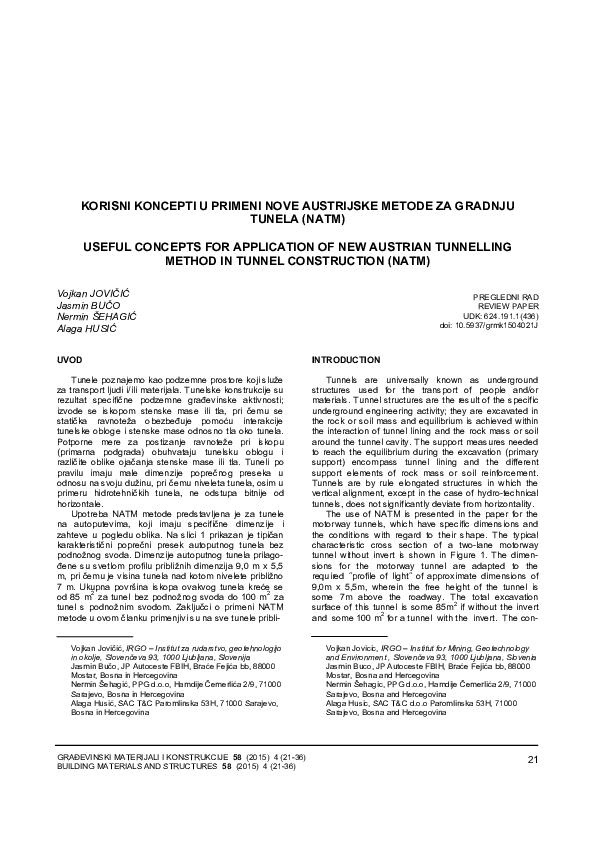 Useful concepts for application of new Austrian tunnelling method in ...