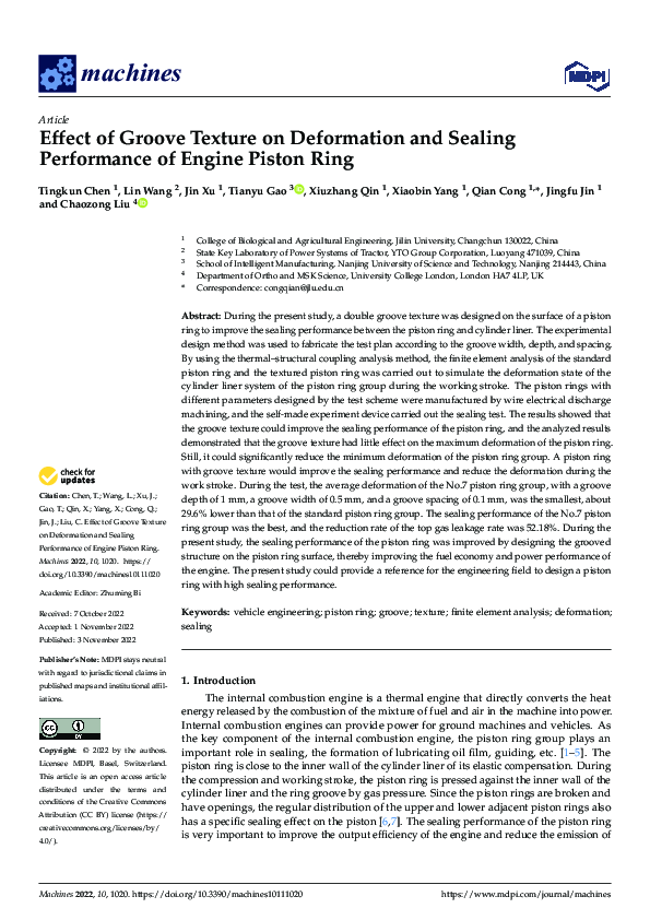 (PDF) Effect of Groove Texture on Deformation and Sealing Performance ...