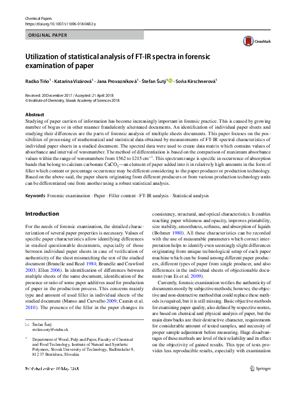 (PDF) Utilization of statistical analysis of FT-IR spectra in forensic ...