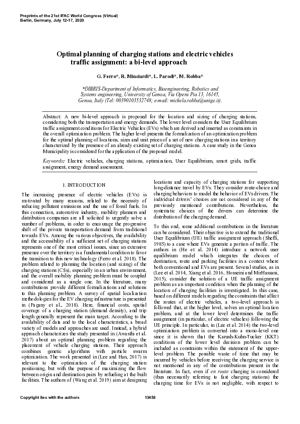 (PDF) Optimal planning of charging stations and electric vehicles ...