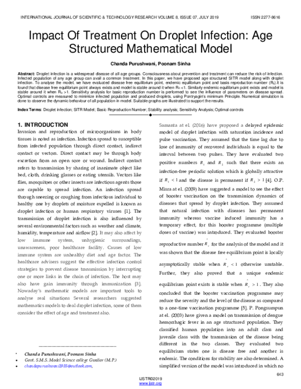 (PDF) Impact of Treatment on Droplet Infection: Age Structured ...