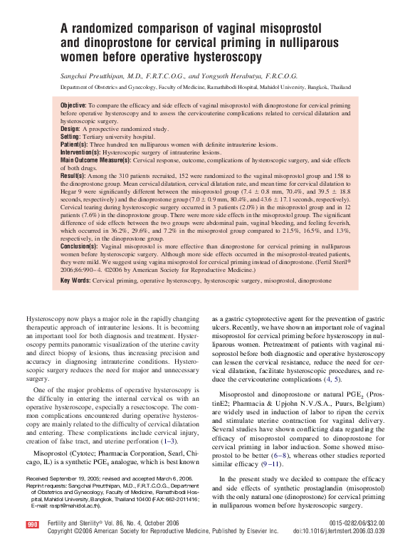 (PDF) A randomized comparison of vaginal misoprostol and dinoprostone ...