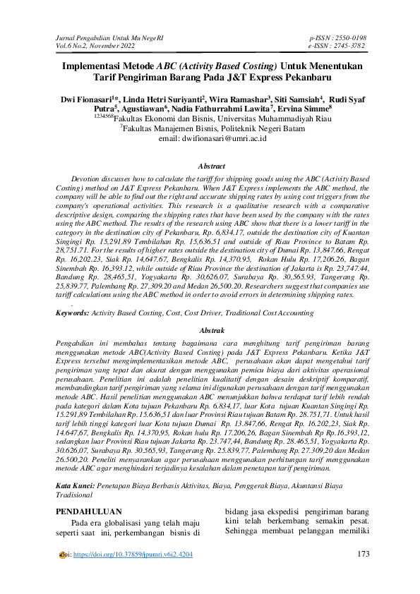 (PDF) Implementasi Metode ABC (Activity Based Costing) Untuk Menentukan ...