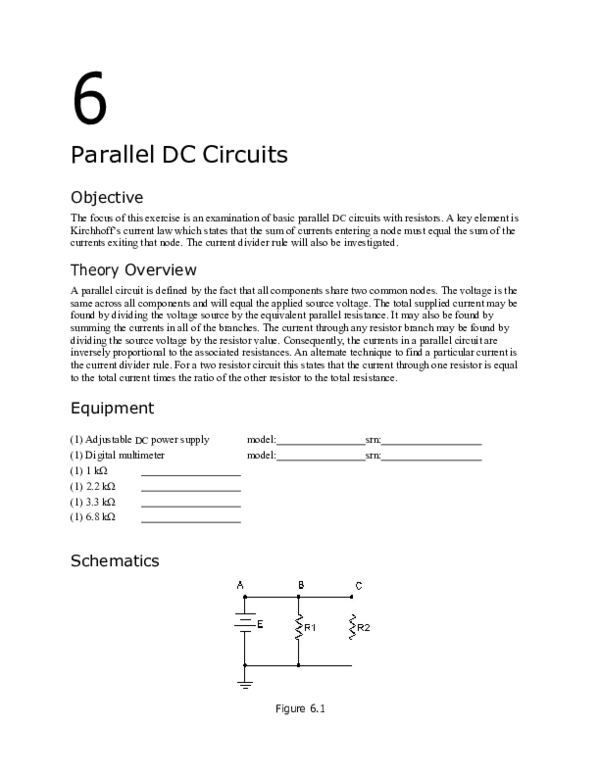 (PDF) Experiment 6: Parallel DC Circuits