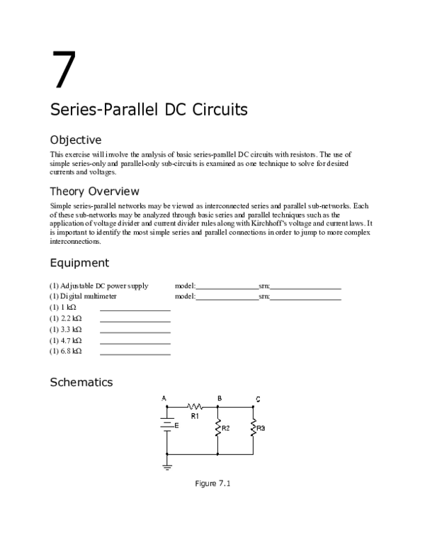 (PDF) Experiment 7: Series Parallel DC Circuits