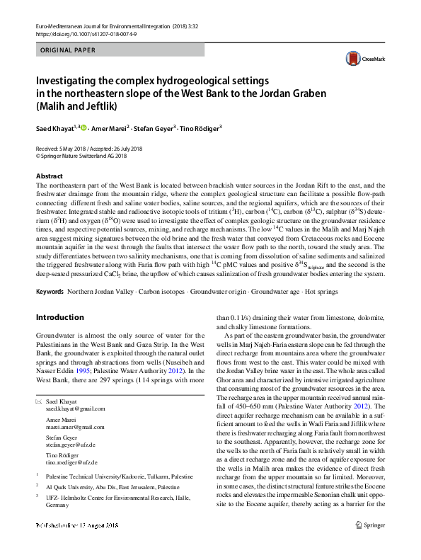 (PDF) Investigating the complex hydrogeological settings in the northeastern slope of the West ...