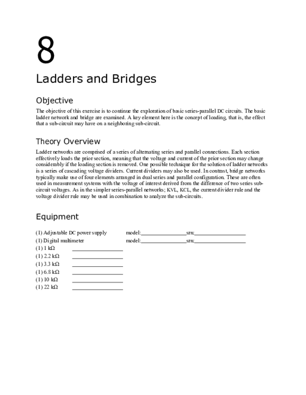 (PDF) Experiment 8: Ladders and Bridges