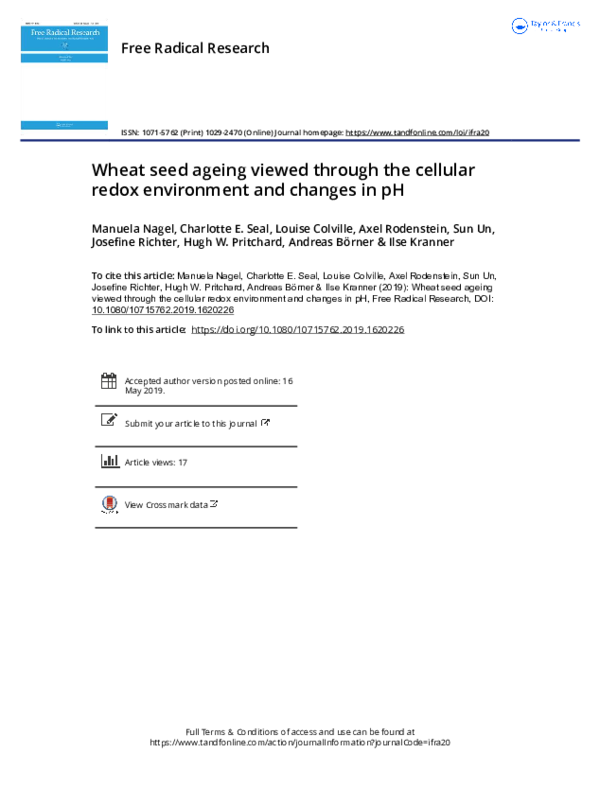 (PDF) Wheat seed ageing viewed through the cellular redox environment ...