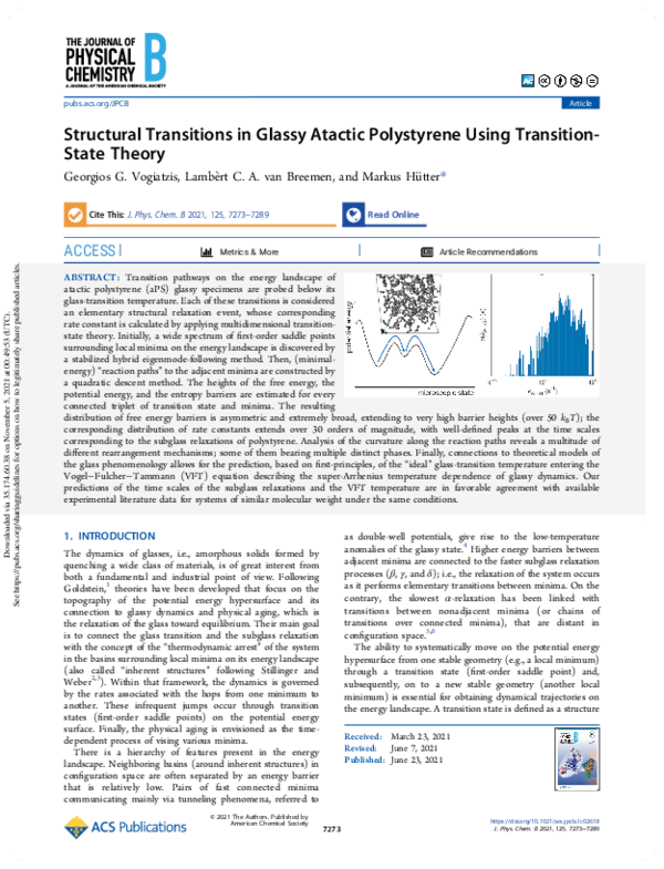 (PDF) Structural Transitions in Glassy Atactic Polystyrene Using Transition-State Theory ...