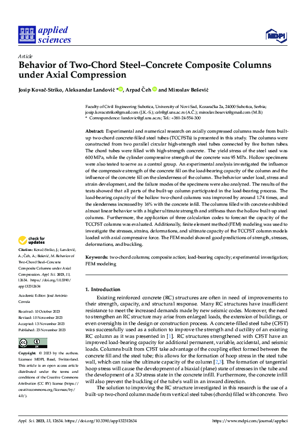 Pdf Behavior Of Two Chord Steel Concrete Composite Columns Under
