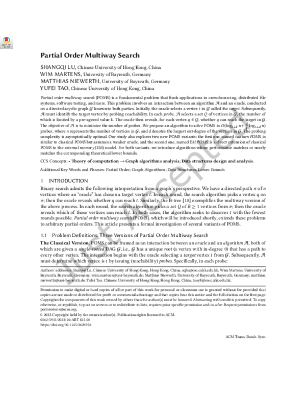 (PDF) Partial Order Multiway Search