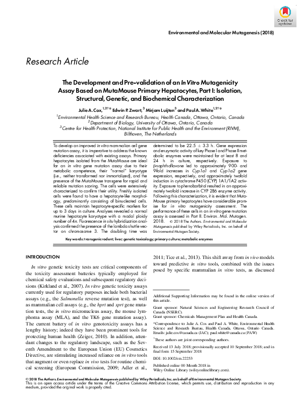 (PDF) The development and prevalidation of an in vitro mutagenicity ...