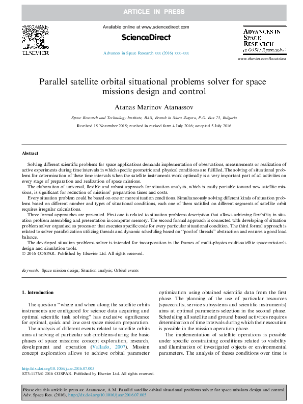 (PDF) Parallel satellite orbital situational problems solver for space ...
