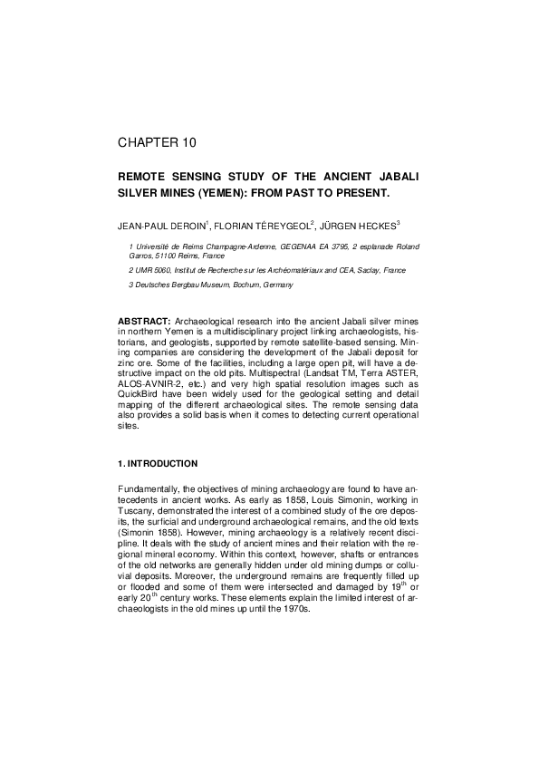 (PDF) Remote Sensing Study of the Ancient Jabali Silver Mines (Yemen ...