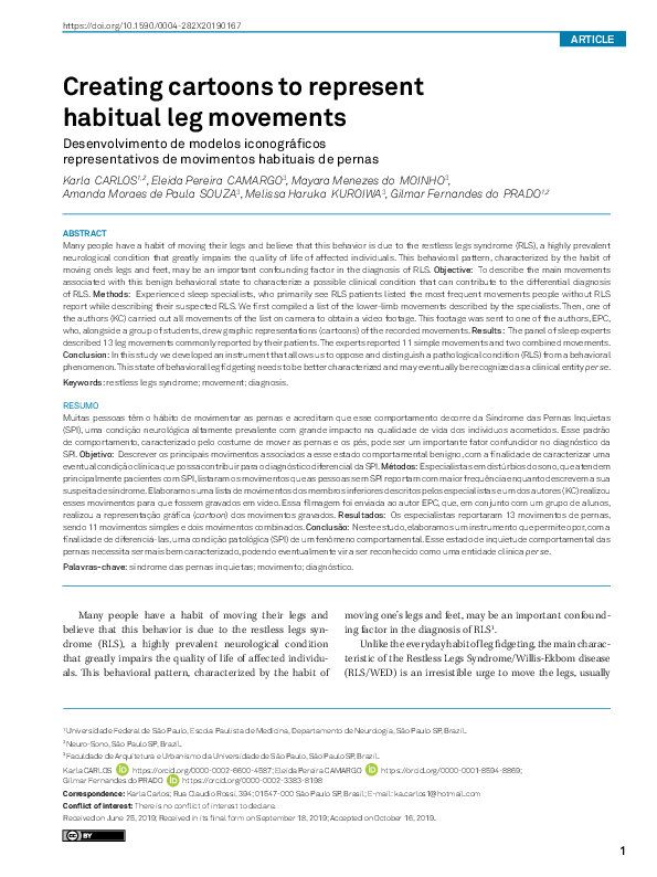 (PDF) Creating cartoons to represent habitual leg movements | Mayara ...