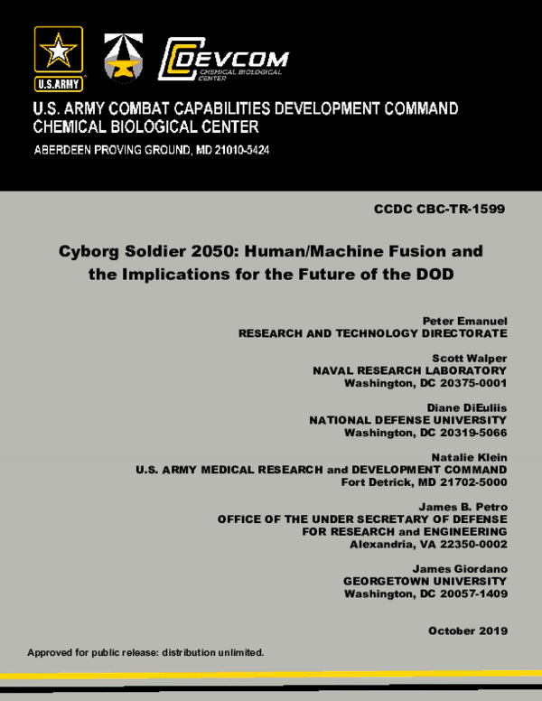(PDF) Cyborg Soldier 2050: Human/Machine Fusion and the Implications ...
