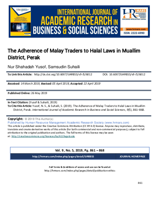(PDF) The Adherence of Malay Traders to Halal Laws in Muallim District ...