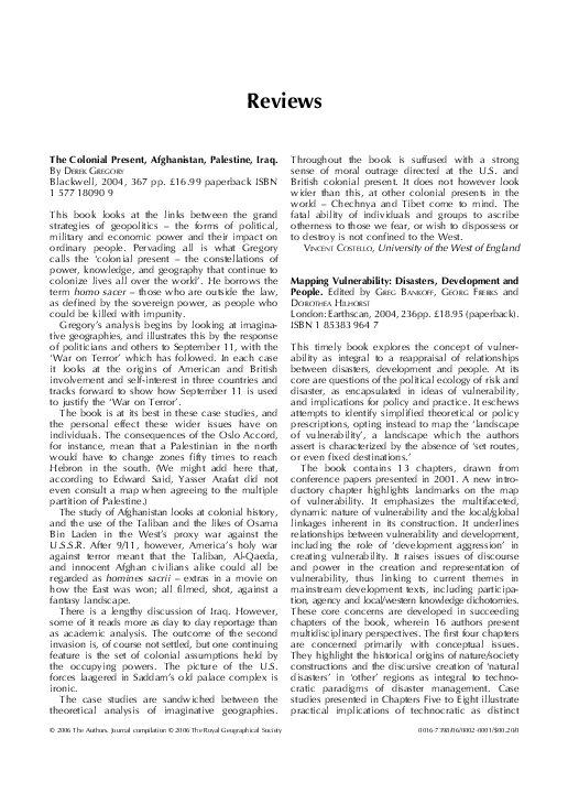 (PDF) Mapping Vulnerability: Disasters, Development and People edited ...