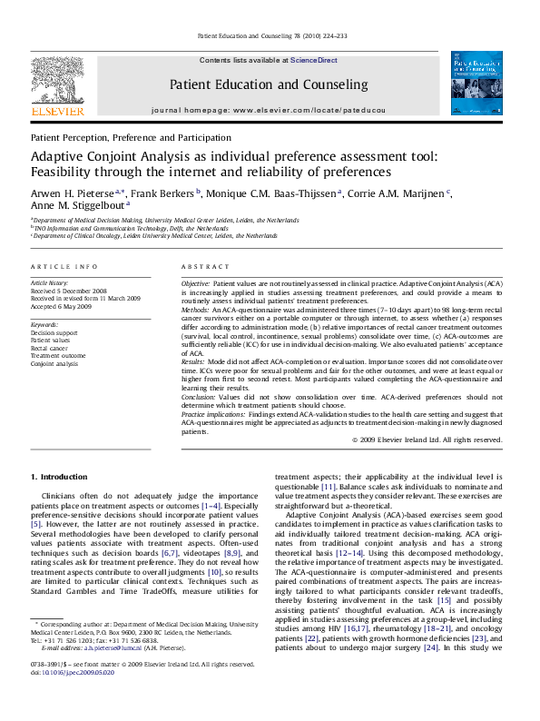 (PDF) Adaptive Conjoint Analysis as individual preference assessment ...