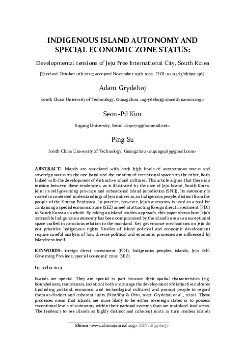 (PDF) INDIGENOUS ISLAND AUTONOMY AND SPECIAL ECONOMIC ZONE STATUS