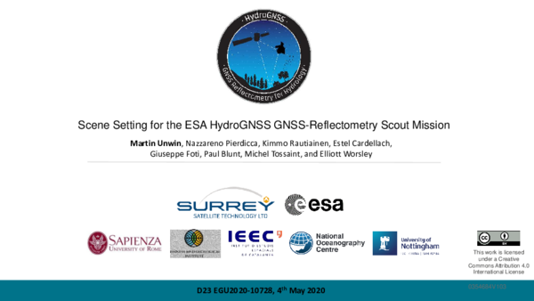 (PDF) Scene Setting for the ESA HydroGNSS GNSS-Reflectometry Scout Mission | Estel Cardellach ...