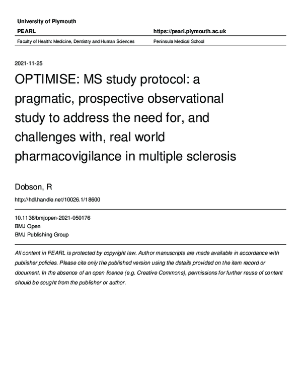 (PDF) OPTIMISE: MS study protocol: a pragmatic, prospective ...
