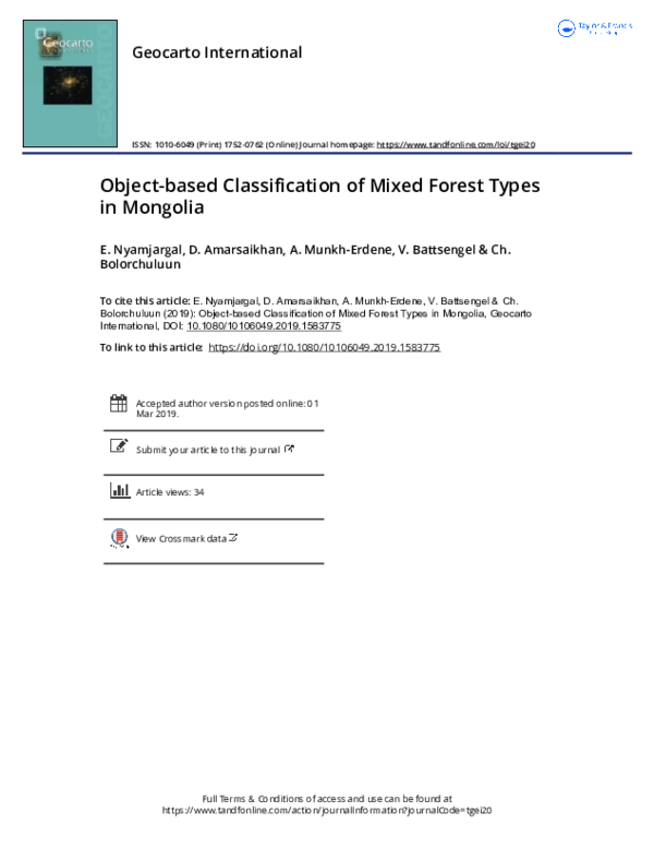 (PDF) Object-based classification of mixed forest types in Mongolia | Battsengel Vandansambuu ...