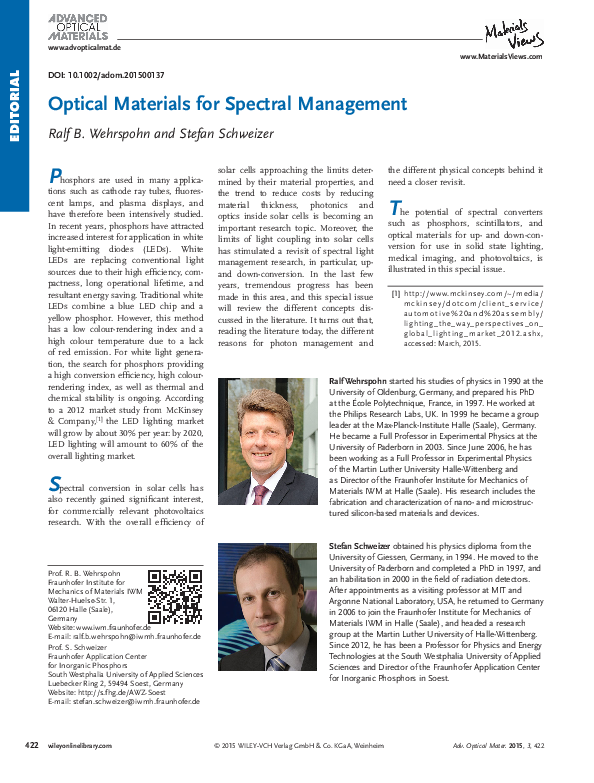 (PDF) Optical Materials for Spectral Management