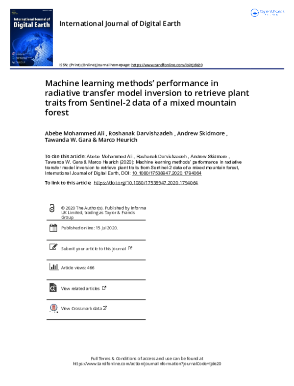 (PDF) Machine learning methods’ performance in radiative transfer model inversion to retrieve ...